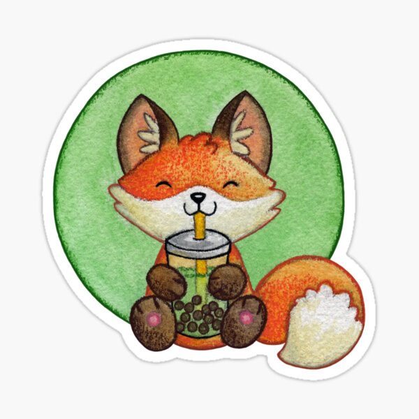 "Fox Bubble Tea" Sticker for Sale by ChristieCoxArt | Redbubble