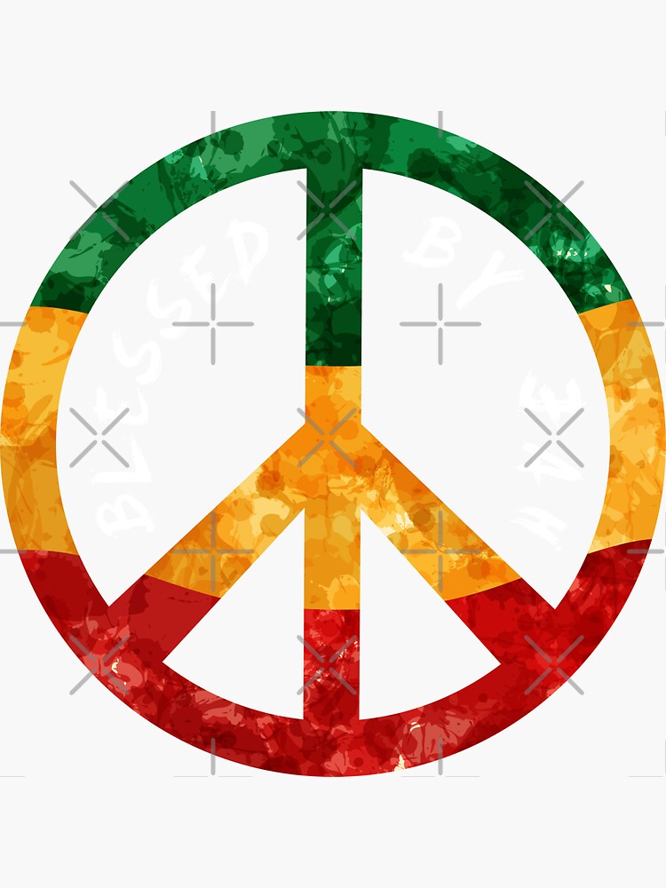 "Rastafari Peace Sign Gift Blessed by Jah Rasta Reggae print print ...
