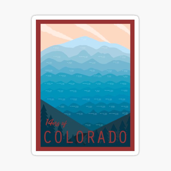 "Colorado 14ers Poster Art Print" Sticker for Sale by annawasson2 ...