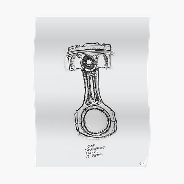 "2014 Ferrari F1 Piston and Rod sketch" Poster by peterdials | Redbubble