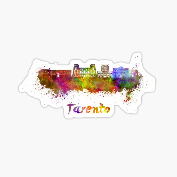 "Tarento skyline in watercolor" Sticker for Sale by paulrommer | Redbubble