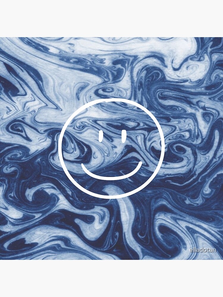 "Blue Marble With White Smiley Face Sticker" Poster by elladotan ...