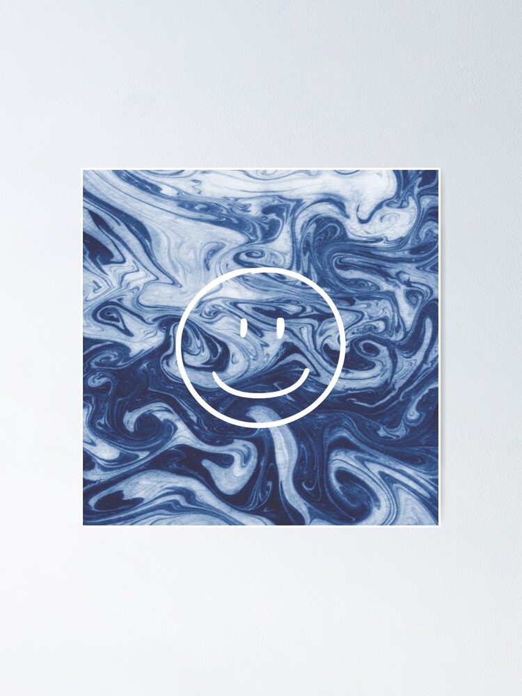 "Blue Marble With White Smiley Face Sticker" Poster by elladotan ...