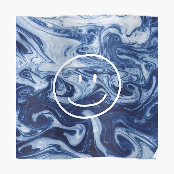 "Blue Marble With White Smiley Face Sticker" Poster by elladotan ...
