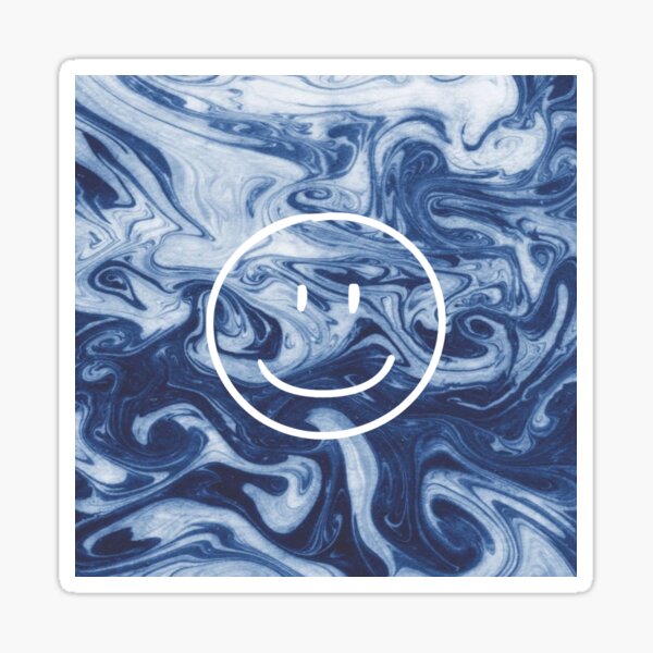 "Blue Marble With White Smiley Face Sticker" Sticker by elladotan ...
