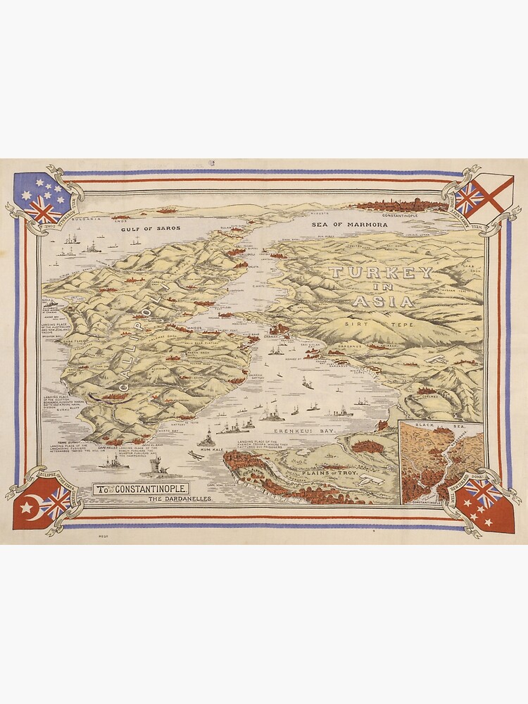 "Vintage Gallipoli Campaign Map (1915) Dardanelles Battlefield Atlas ...