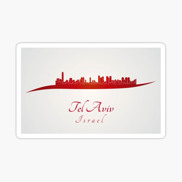 "Tel Aviv skyline in red" Sticker for Sale by paulrommer | Redbubble
