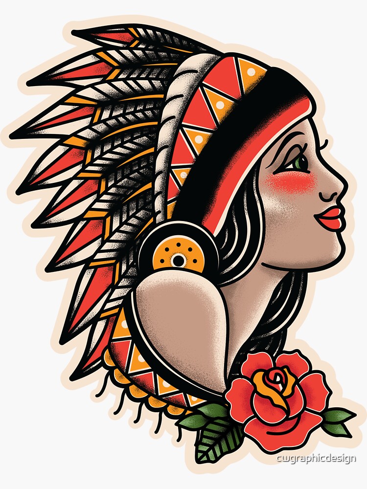 "Native Girl" Sticker for Sale by cwgraphicdesign | Redbubble