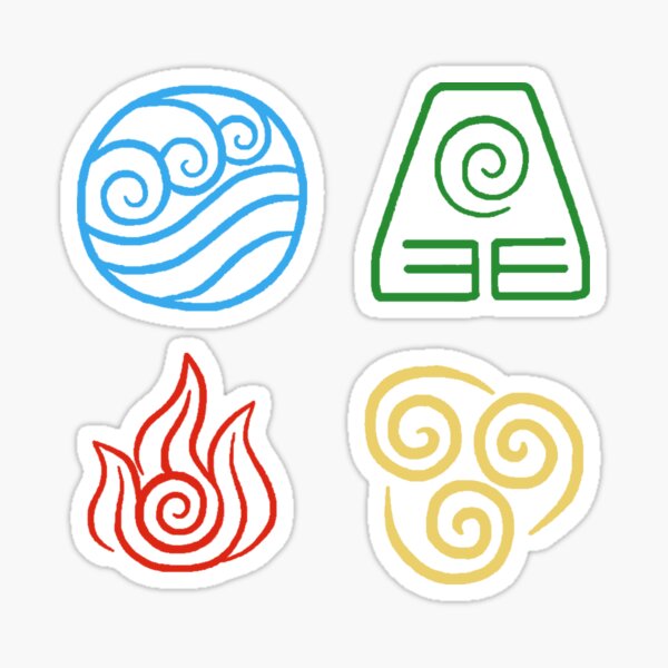 "Four elements from Avatar:TLA" Sticker for Sale by stephaniee-g ...