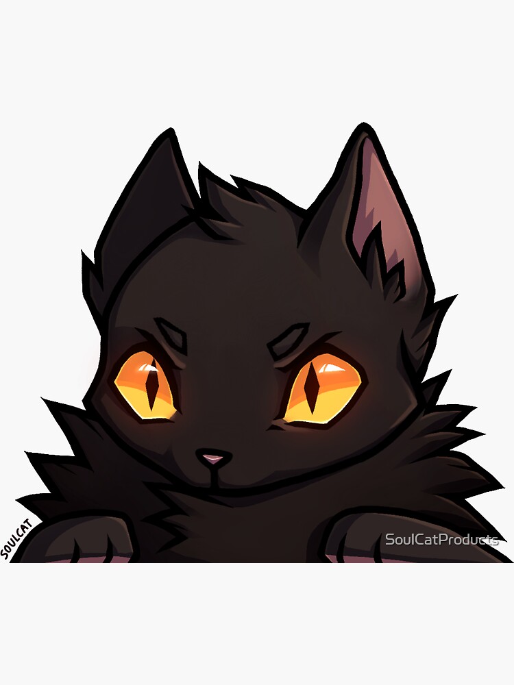 "Black cat ÒwÓ" Sticker by SoulCatProducts | Redbubble