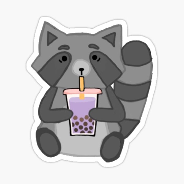 Boba Raccoon Stickers | Redbubble
