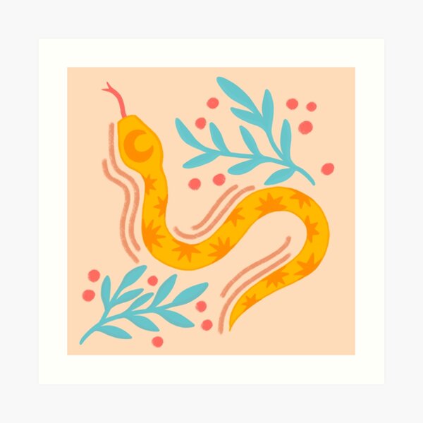 "Yellow Slithering Snake" Art Print for Sale by malpallake | Redbubble