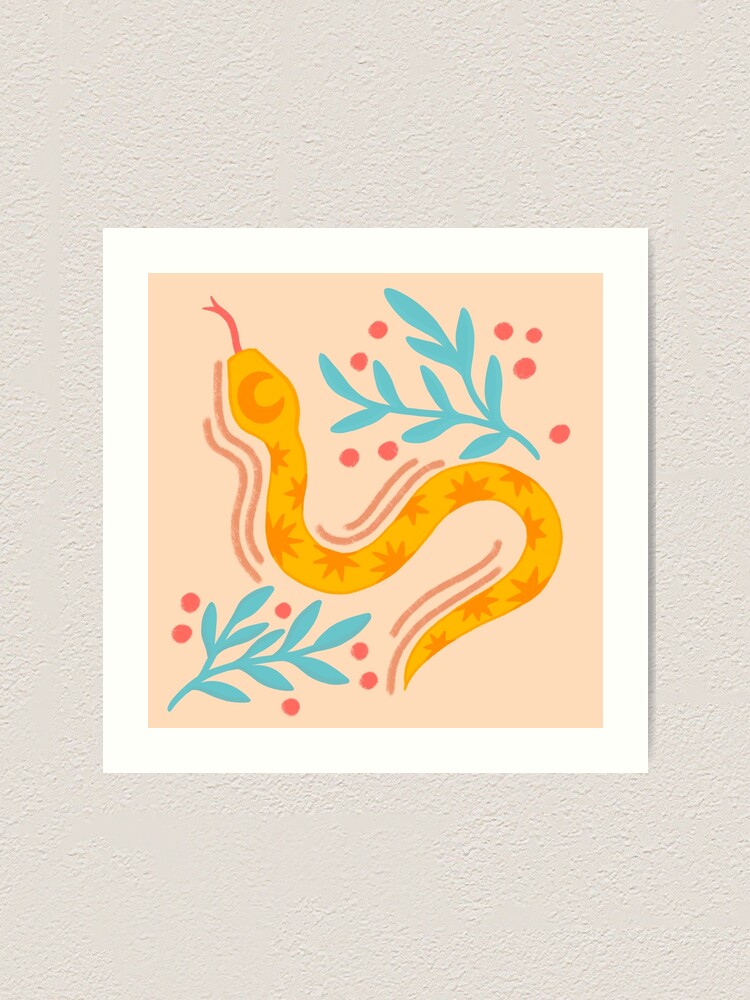 "Yellow Slithering Snake" Art Print for Sale by malpallake | Redbubble