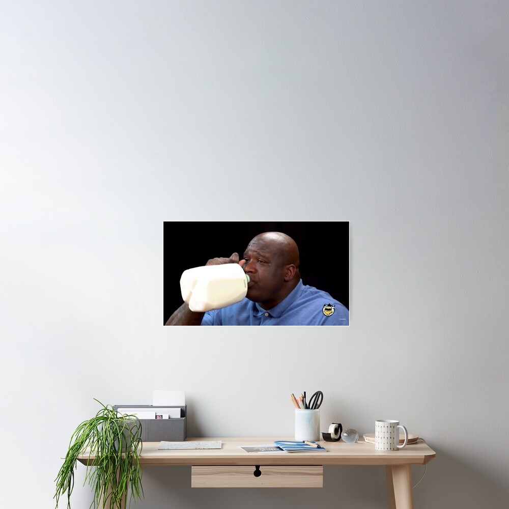 "Shaq Drinking Milk" Poster for Sale by chough83w | Redbubble