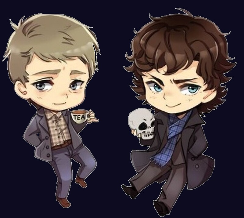 "Chibi Sherlock and John" by ice-cold | Redbubble