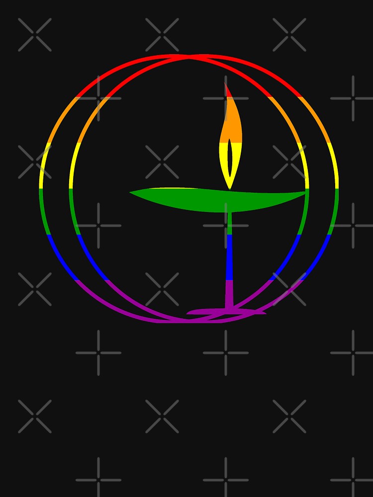 "Unitarian Universalist Flaming Chalice Gay Pride Rainbow Flag" T-shirt ...