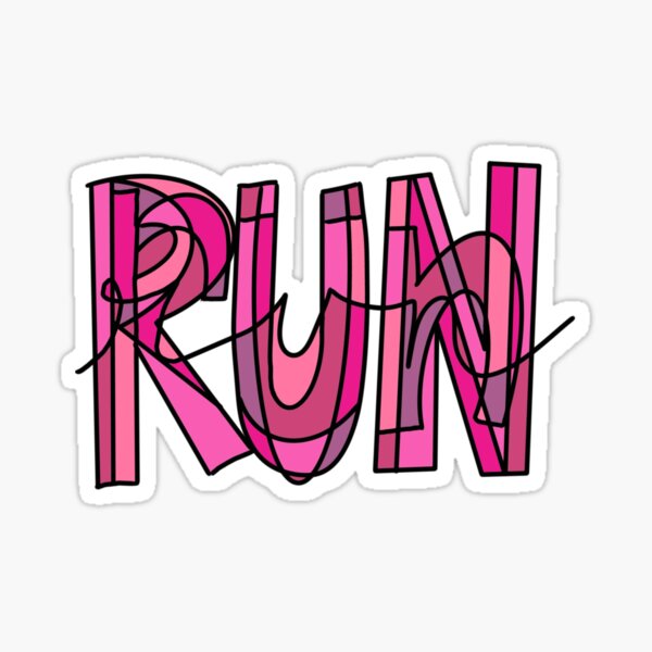 "Pink Run Doodle" Sticker by klaireep | Redbubble