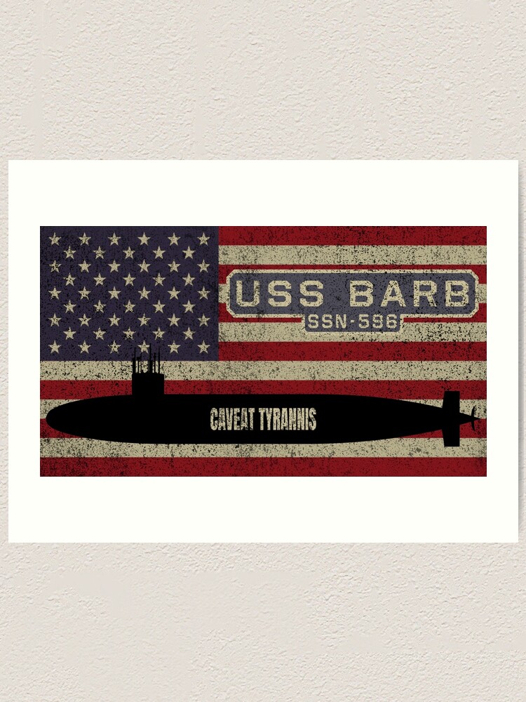 "USS Barb SSN-596 Nuclear Submarine Vintage American Flag Gift" Art ...