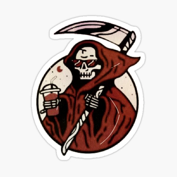 "Skull Drinking Coffee Sticker" Sticker by Ayeitznikole | Redbubble