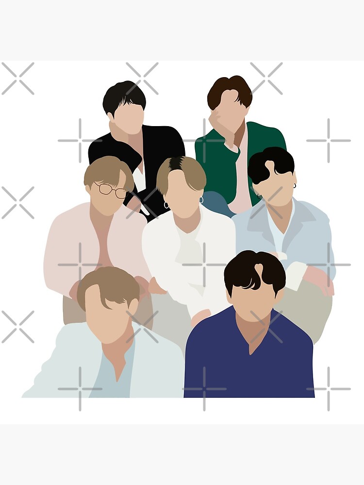 "BTS Members outline" Canvas Print for Sale by aubrii | Redbubble