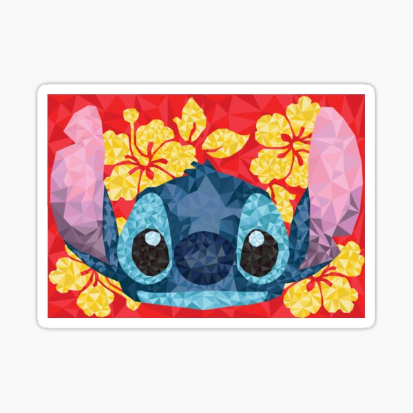 "Geometric Stitch with Hawaiian Flowers " Sticker by OlliiAndChips ...