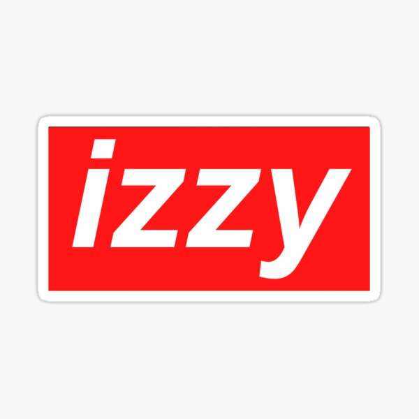 "Izzy Name Red and White Bolded Italic Design" Sticker by byemma ...
