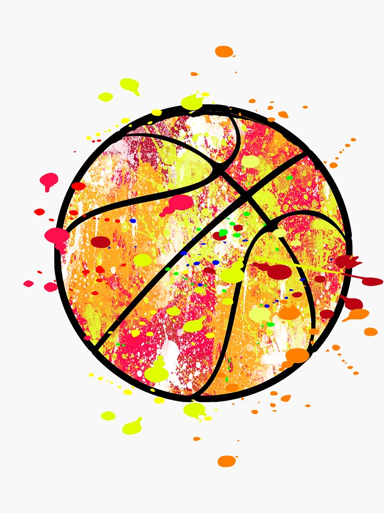 "Basketball Ball Watercolor Splat Art " Sticker for Sale by pcreations ...