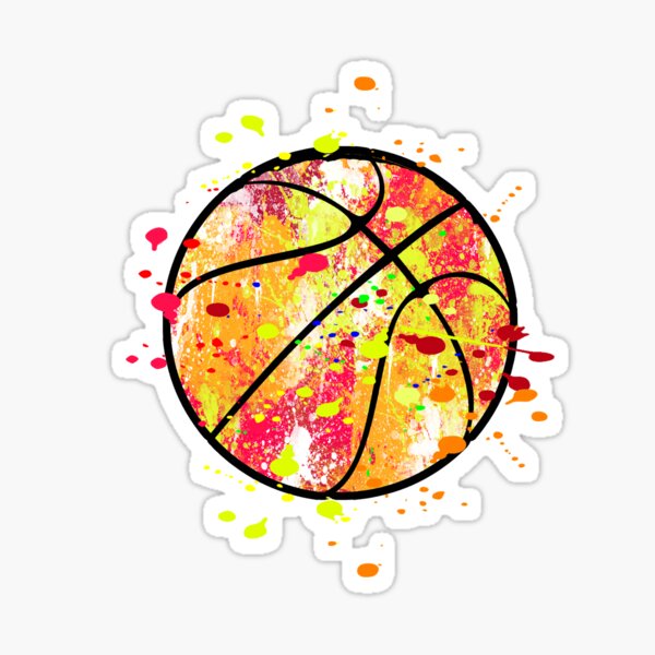 "Basketball Ball Watercolor Splat Art " Sticker for Sale by pcreations ...