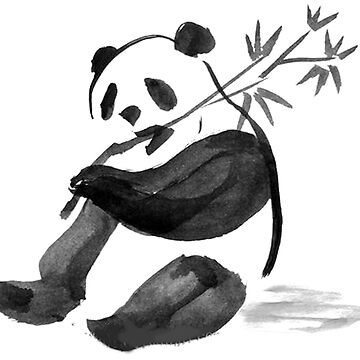 "Chinese ink painting - panda with bamboo - ink painting panda bear ...