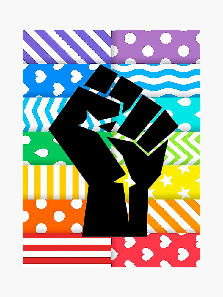 "Rainbow patterns background BLM fist " Sticker for Sale by ...