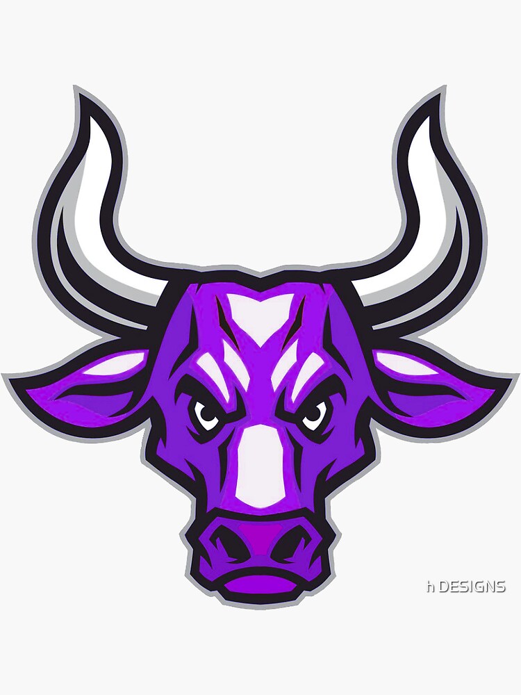 "Purple Cartoon Bull" Sticker by BigBubbleDesign | Redbubble