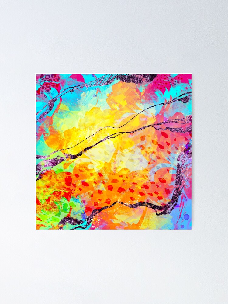 "Rainbow Print, Acrylic Crayons Background. Alina Liss Design" Poster ...