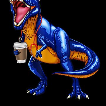 "Nursesaurus T rex Coffee Nurse Saurus Dinosaur Gif" Sticker for Sale ...