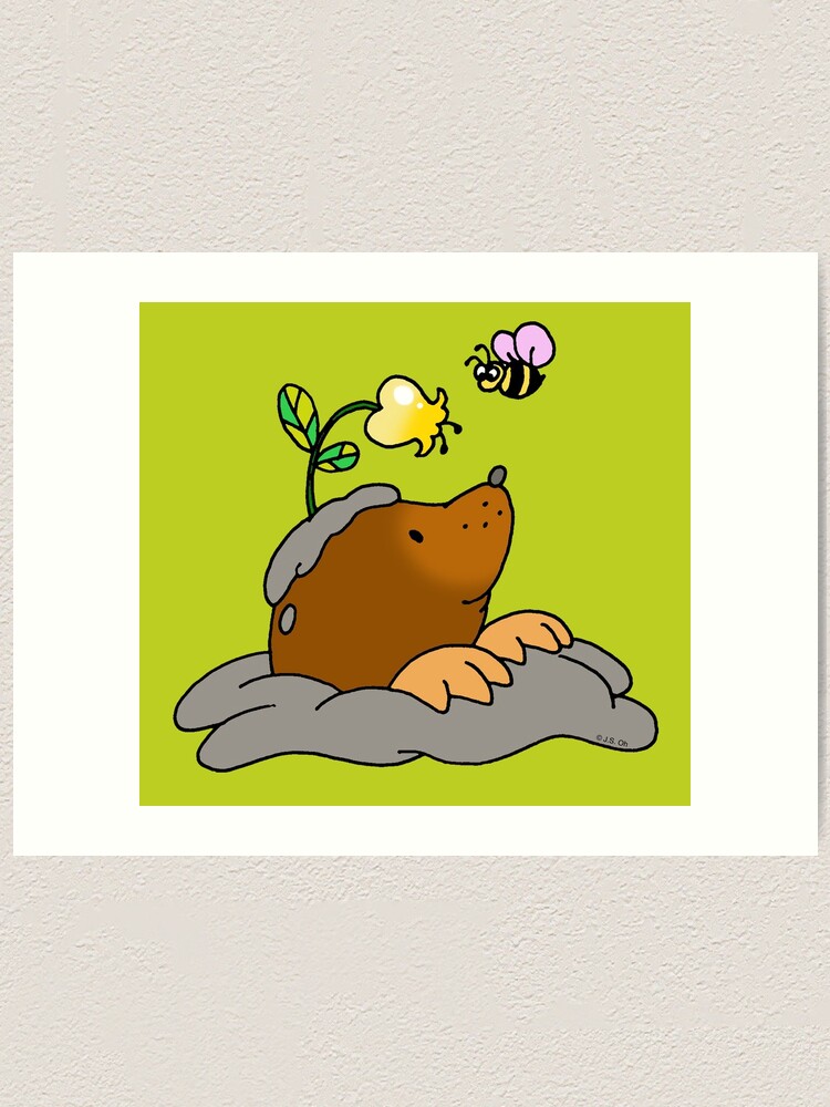 "Cute mole with a honey bee" Art Print for Sale by CuteCartoon | Redbubble