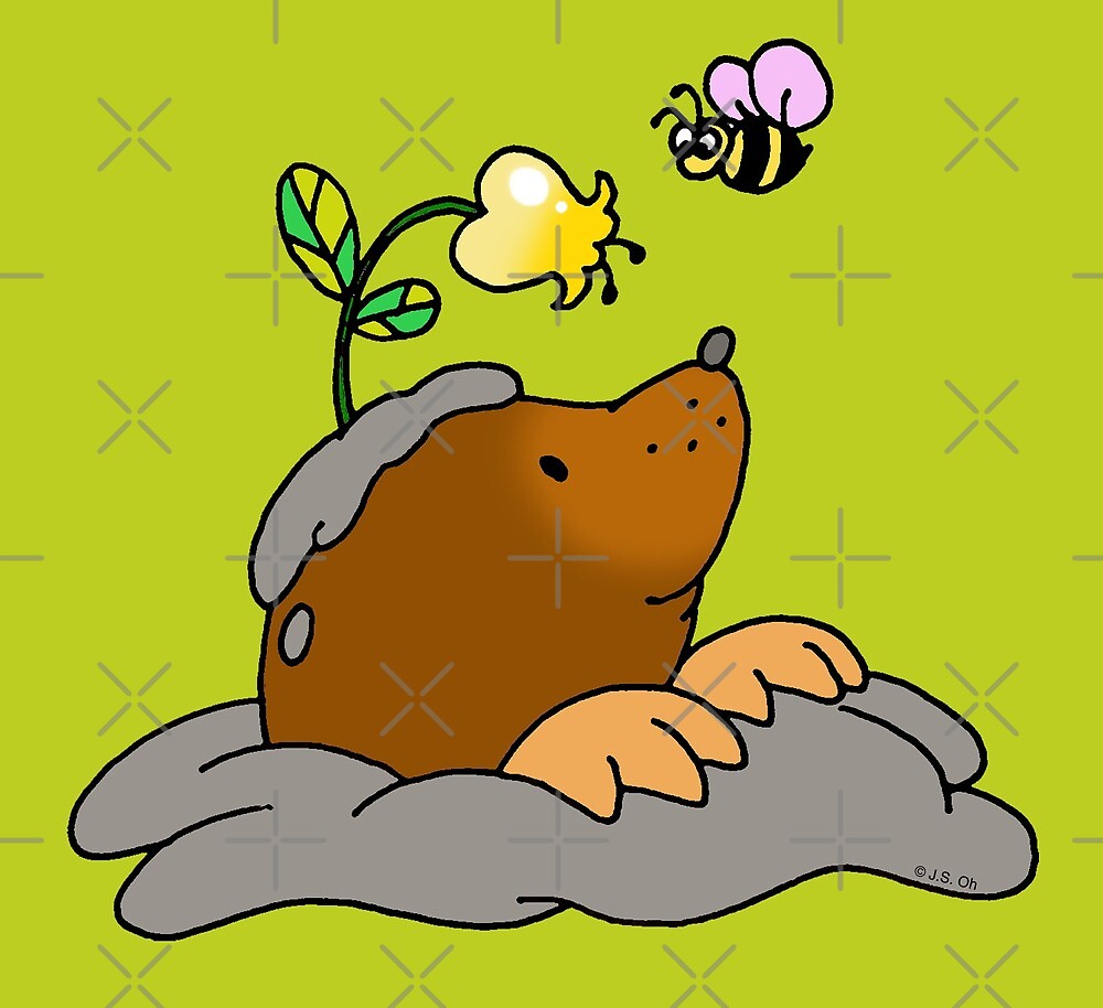 "Cute mole with a honey bee" by CuteCartoon | Redbubble