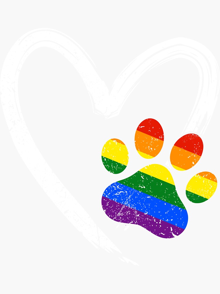 "Pride LGBT Flag Dog Paw Print Heart" Sticker by KiemiraKilane | Redbubble