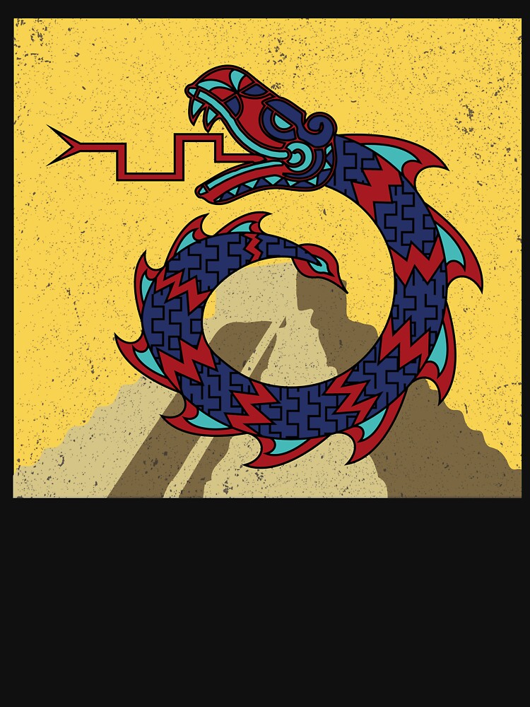 "Aztec Tribal snake dragon circle Red blue and turquoise on top of a ...