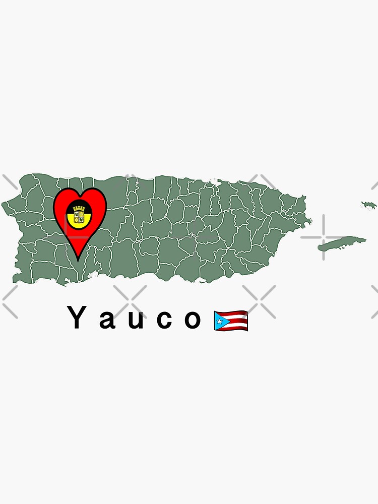 Pegatina «Pin de ubicación del corazón de Yauco Puerto Rico.» de ...