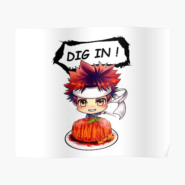 "Food Wars - Chibi Soma with Gotcha Pork" Poster by Kataku-Clothing ...