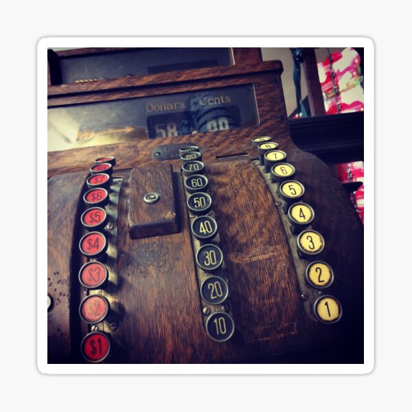 "Vintage Cash Register " Sticker for Sale by YellowBarn | Redbubble