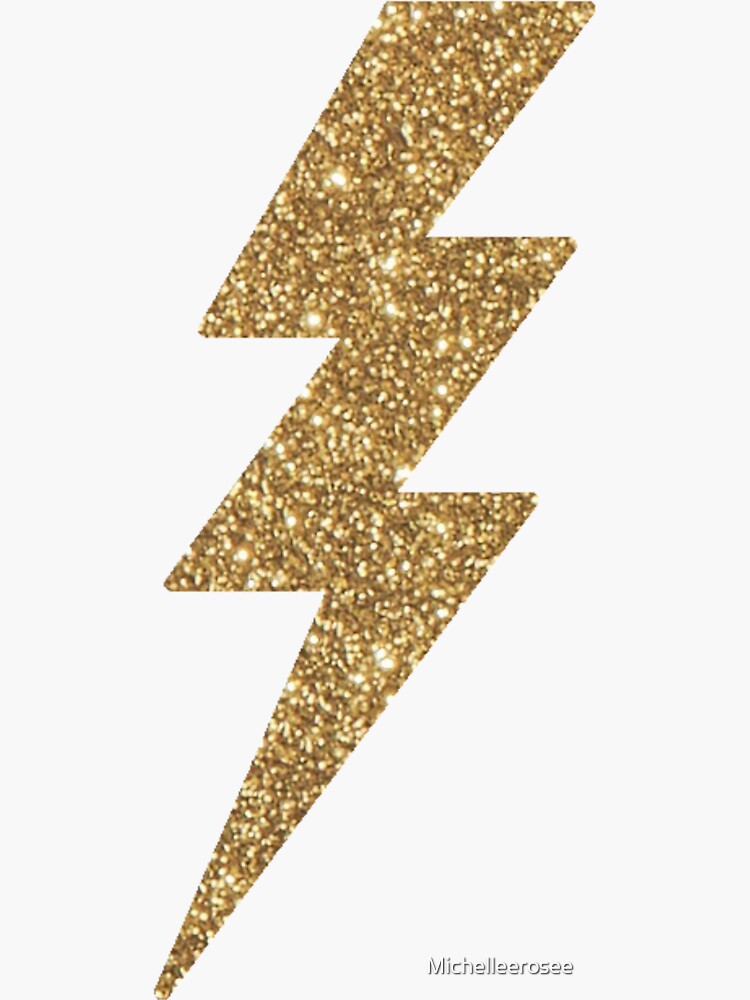 "Gold Glitter Lightning Bolt" Sticker for Sale by Michelleerosee ...