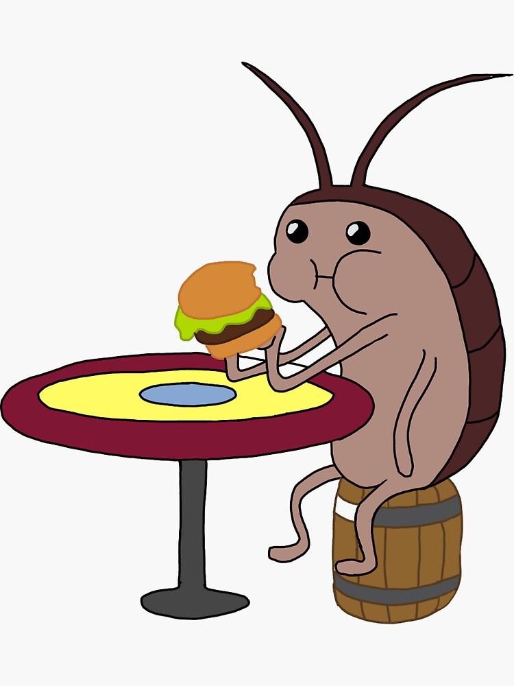 "Spongebob squarepants cockroach eating a krabby patty" Sticker for ...