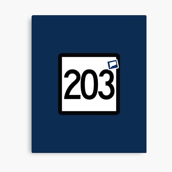"Connecticut State Route 203 (Area Code 203)" Canvas Print for Sale by ...