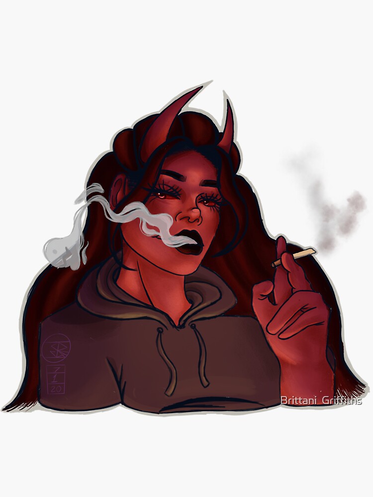 "Smoking Red Demon" Sticker by Seaworld09 | Redbubble