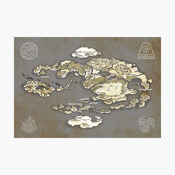 "Avatar the Last Airbender World Map" Photographic Print by MapCreator ...