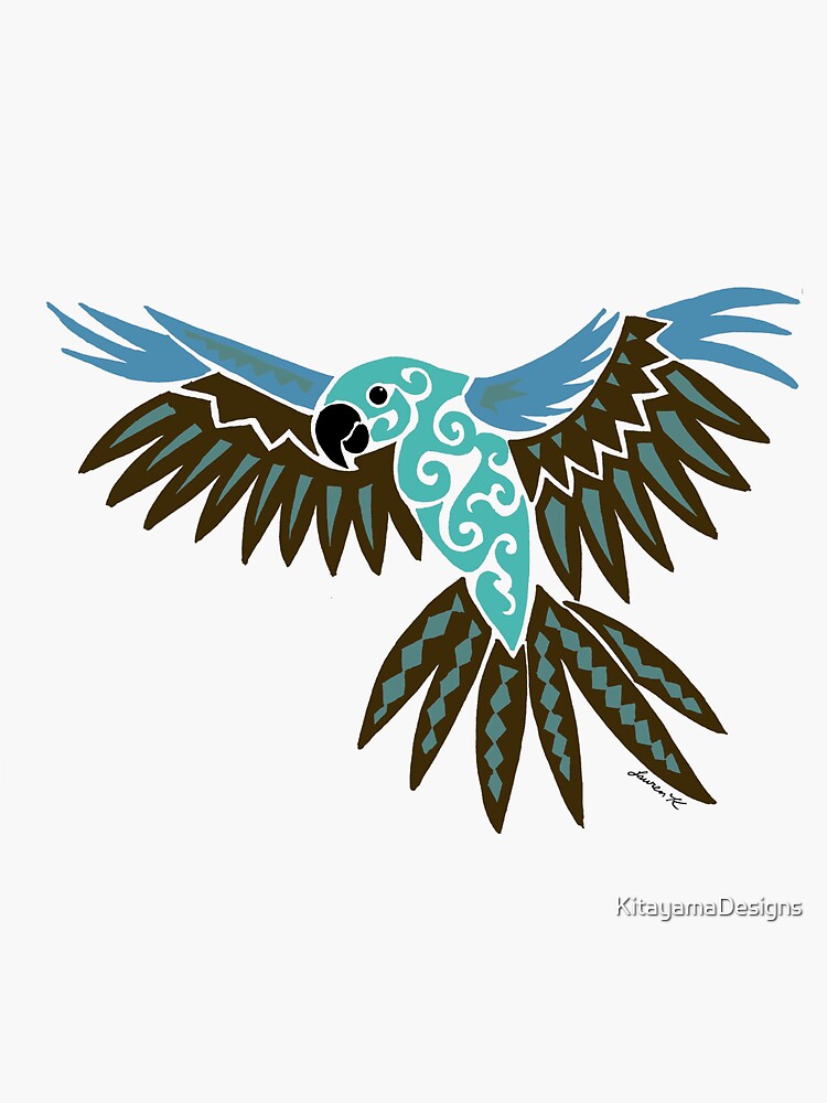 "Glaucous Macaw Tribal Design " Sticker for Sale by KitayamaDesigns ...