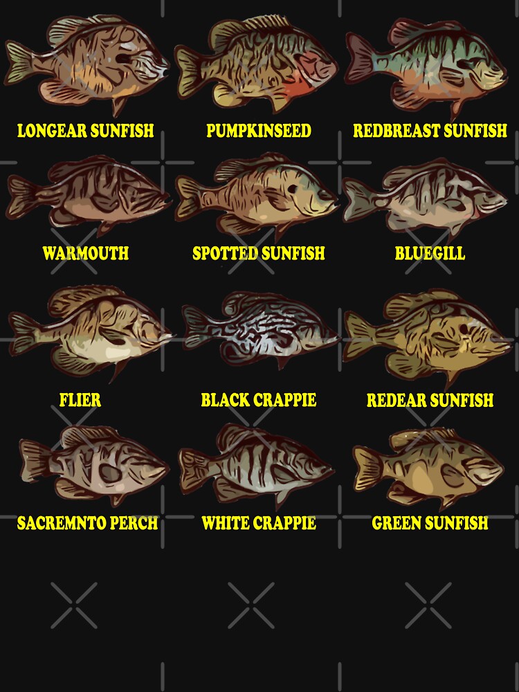 "Types of Panfish Fishing" T-shirt for Sale by Onetonsoup22 | Redbubble ...