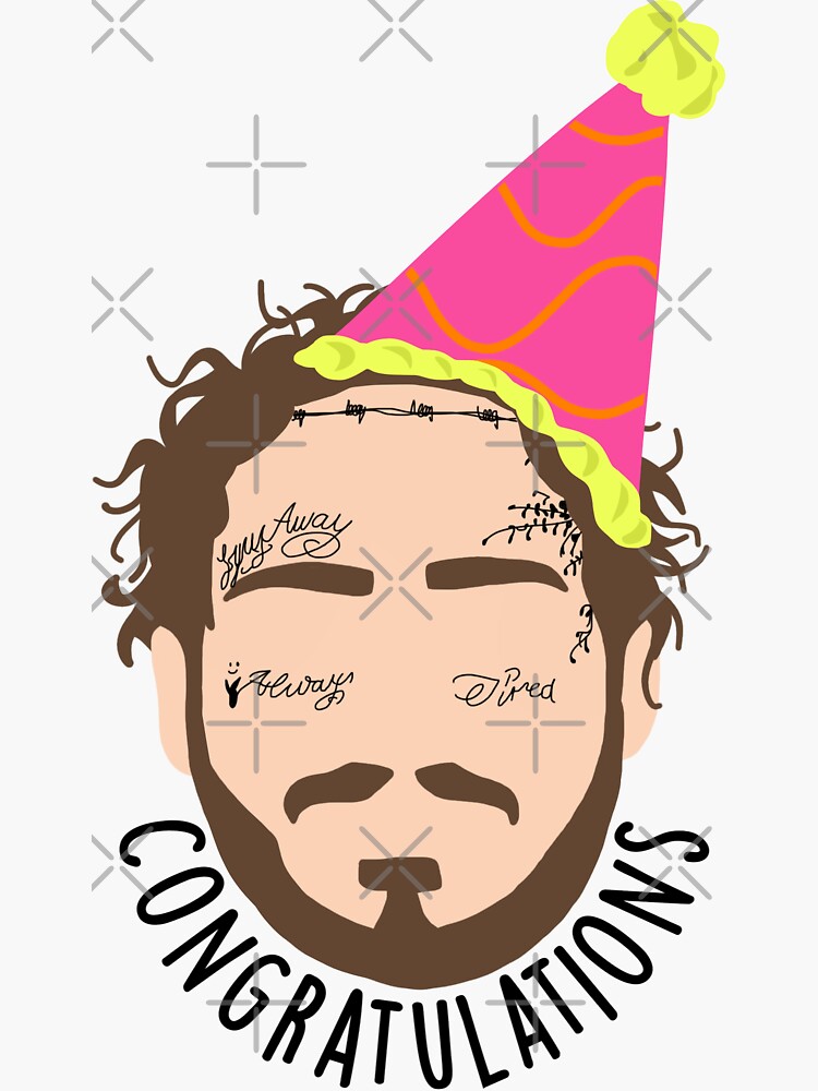 Pegatina con la obra «Congratulations Post Malone» de Rocky Designs ...