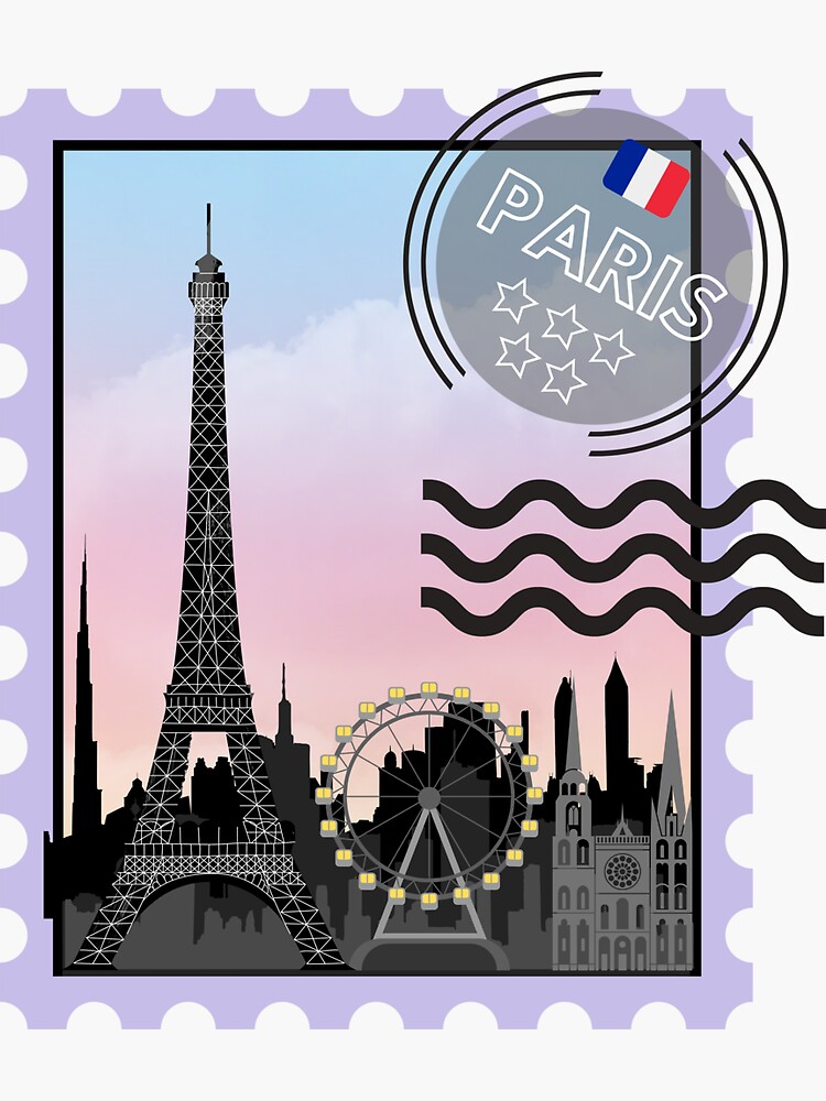 "Paris Postage Stamp" Sticker for Sale by Laura Montalvo | Redbubble