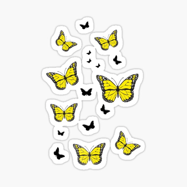"yellow butterfly sticker pack" Sticker by flora12245 | Redbubble